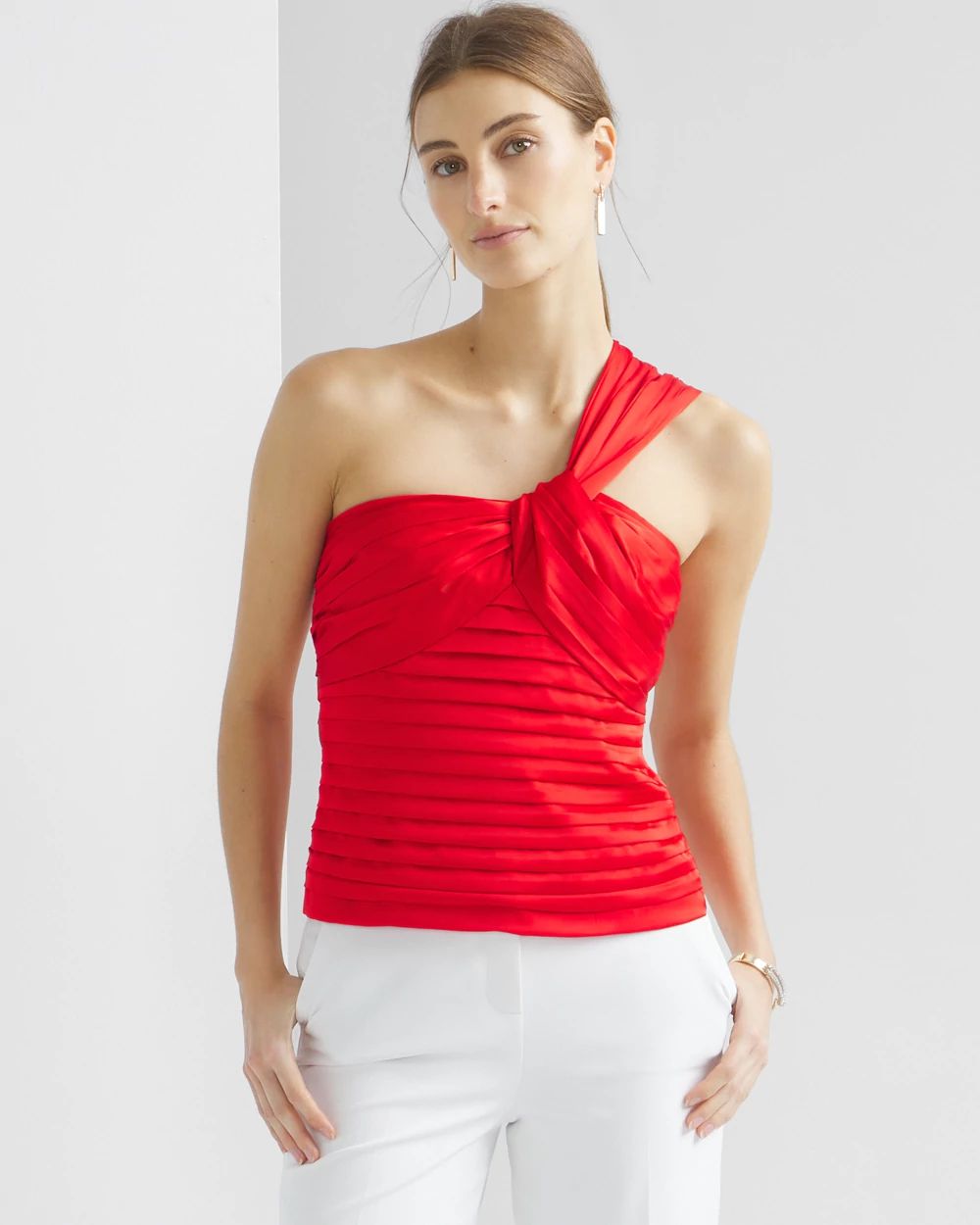 One-Shoulder Pleated Bustier | White House Black Market